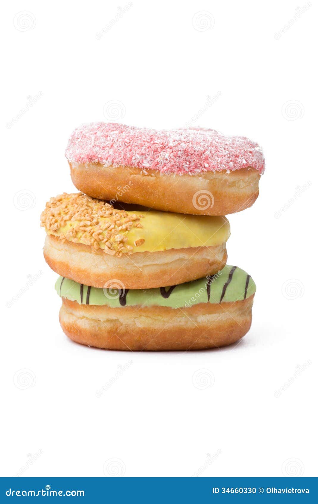 Beautiful donuts in heap stock photo. Image of sinker - 34660330
