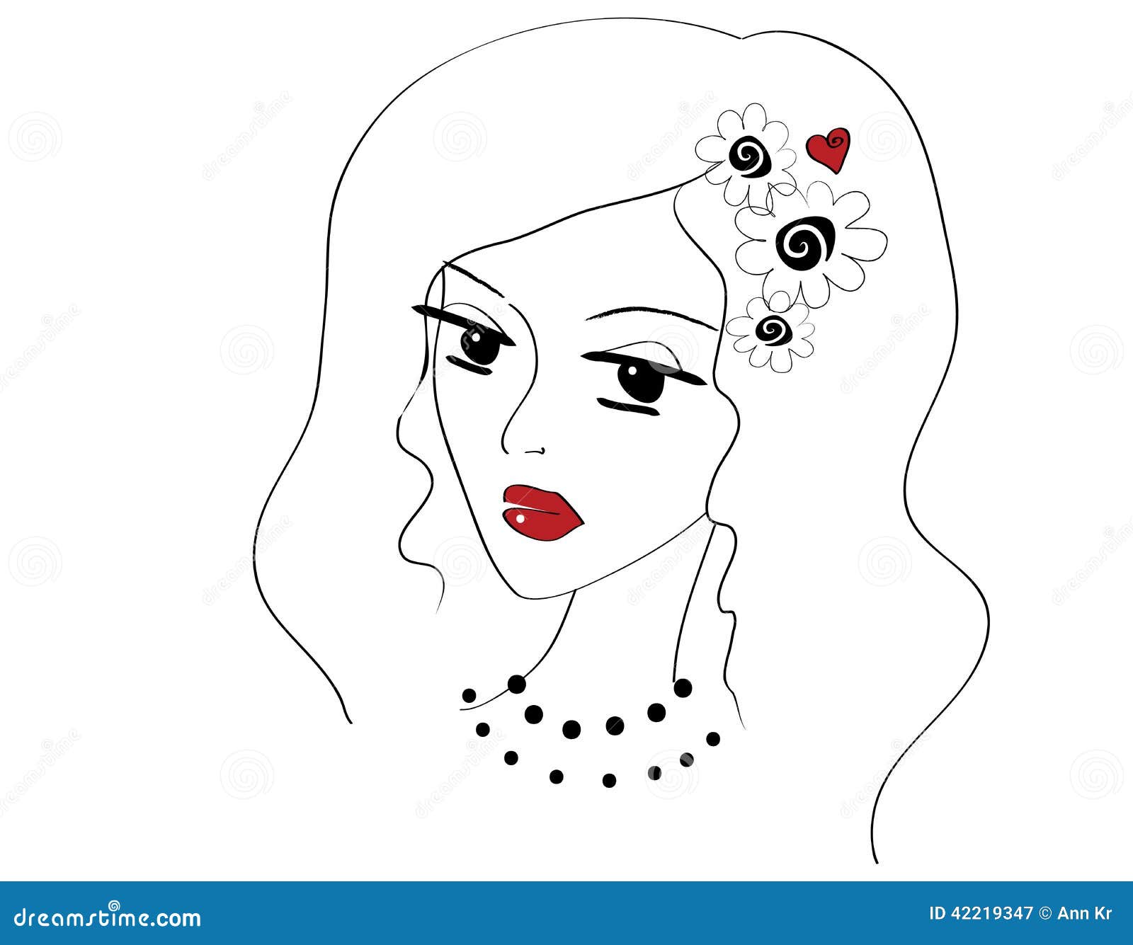 Beautiful doodle girl stock vector. Illustration of hair - 42219347
