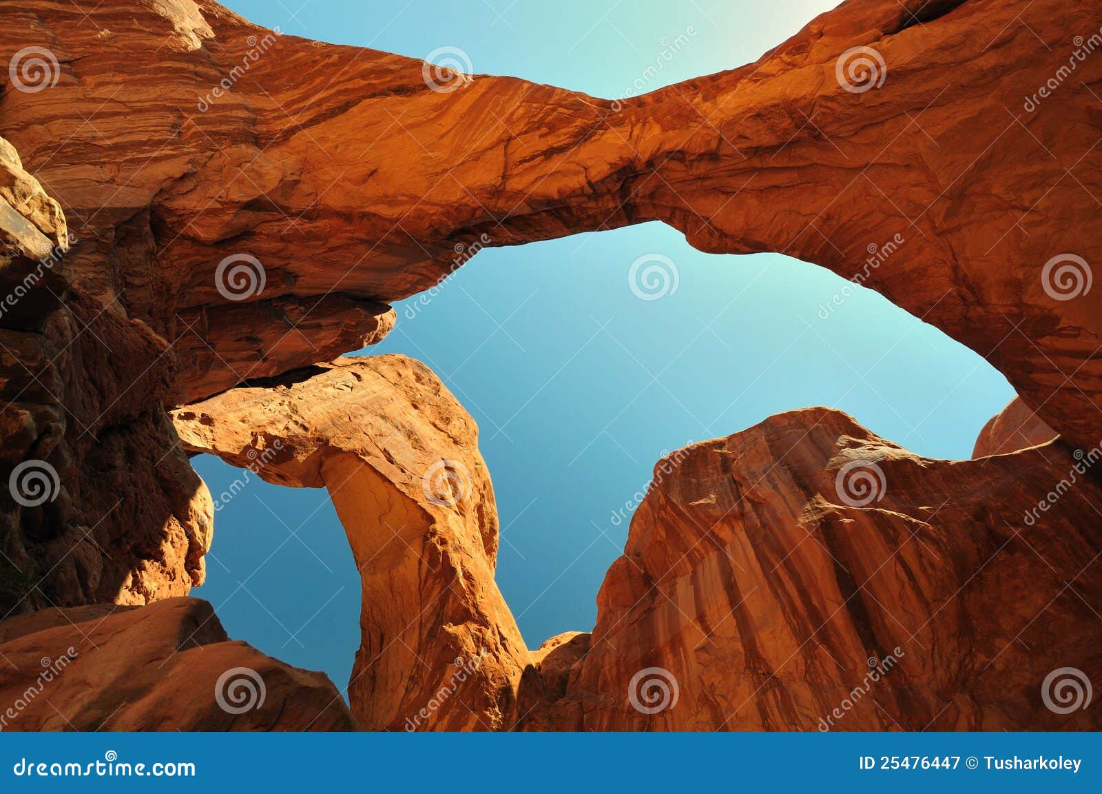 The Beautiful Double Arch at Arches National Park Stock Image - Image ...