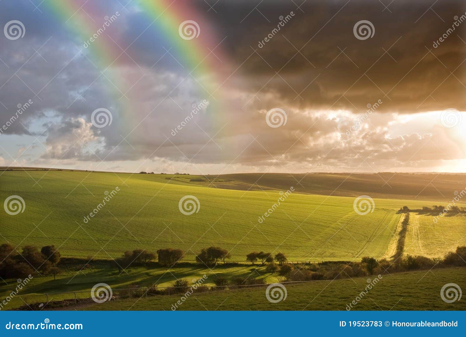 Beautiful Double Rainbow Over Landscape Stock Image - Image of skyscape ...