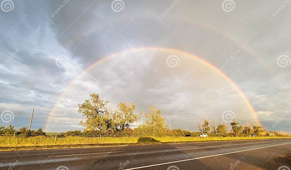 Beautiful Double Rainbows in the Evening Sky Stock Image - Image of evening, rainbows: 324699439