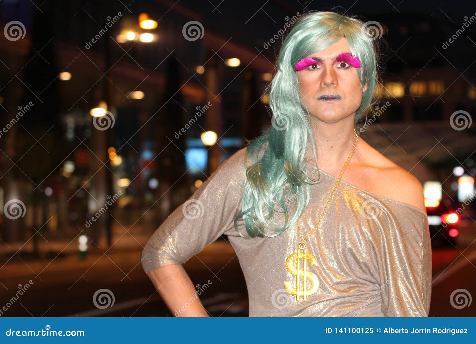 Beautiful Drag Queen Outdoors at Night Stock Image - Image of glamour ...