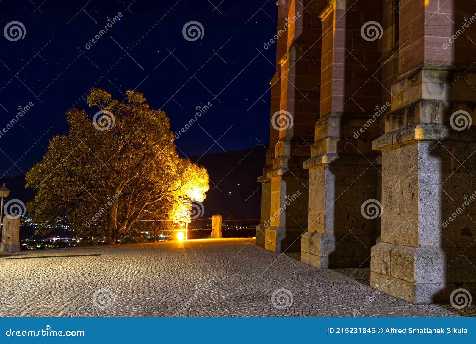 Beautiful Dramatic Image of a Catholic Church in the Night Stock Image ...