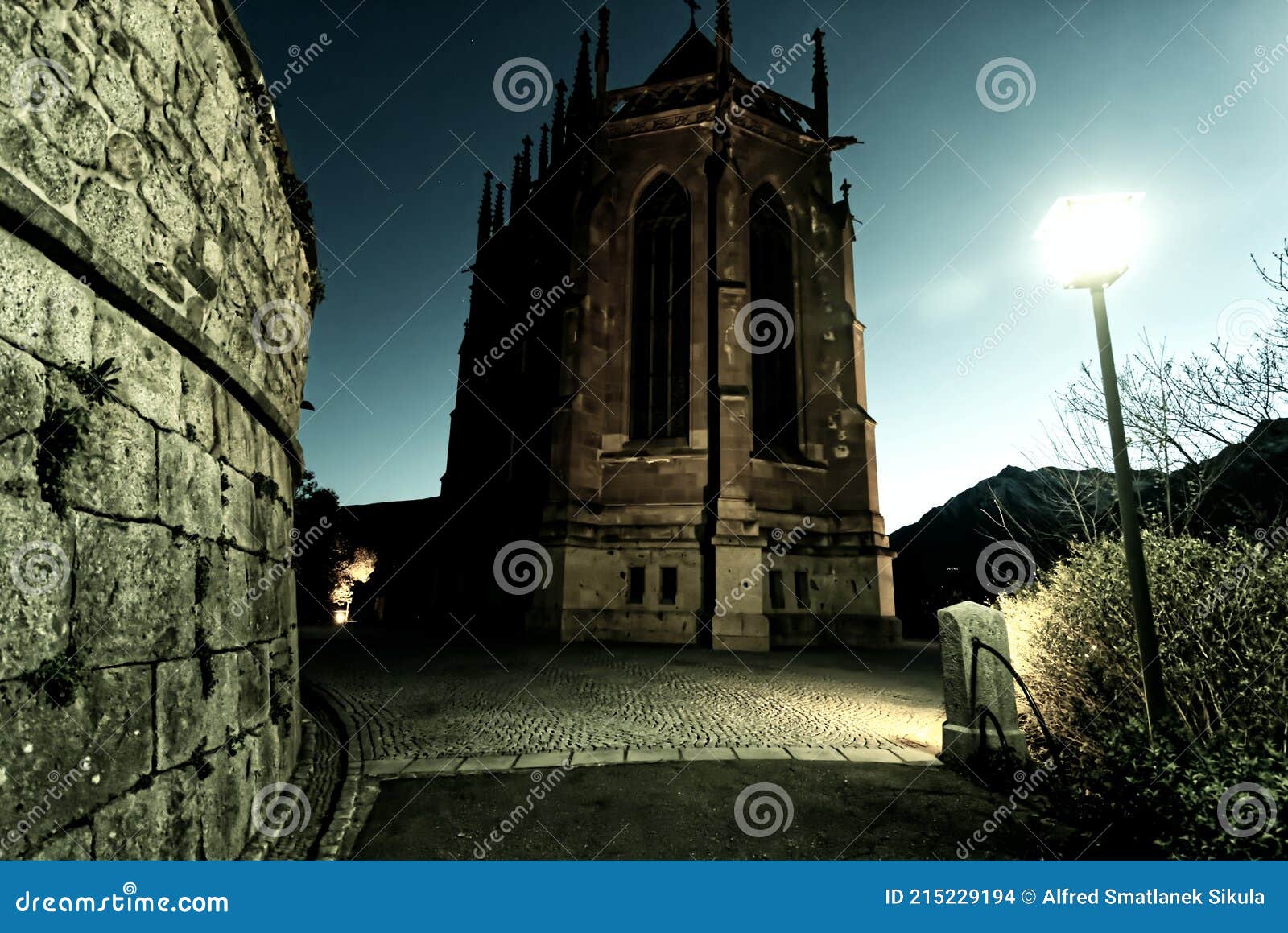 Beautiful Dramatic Image of a Catholic Church in the Night Stock Photo ...