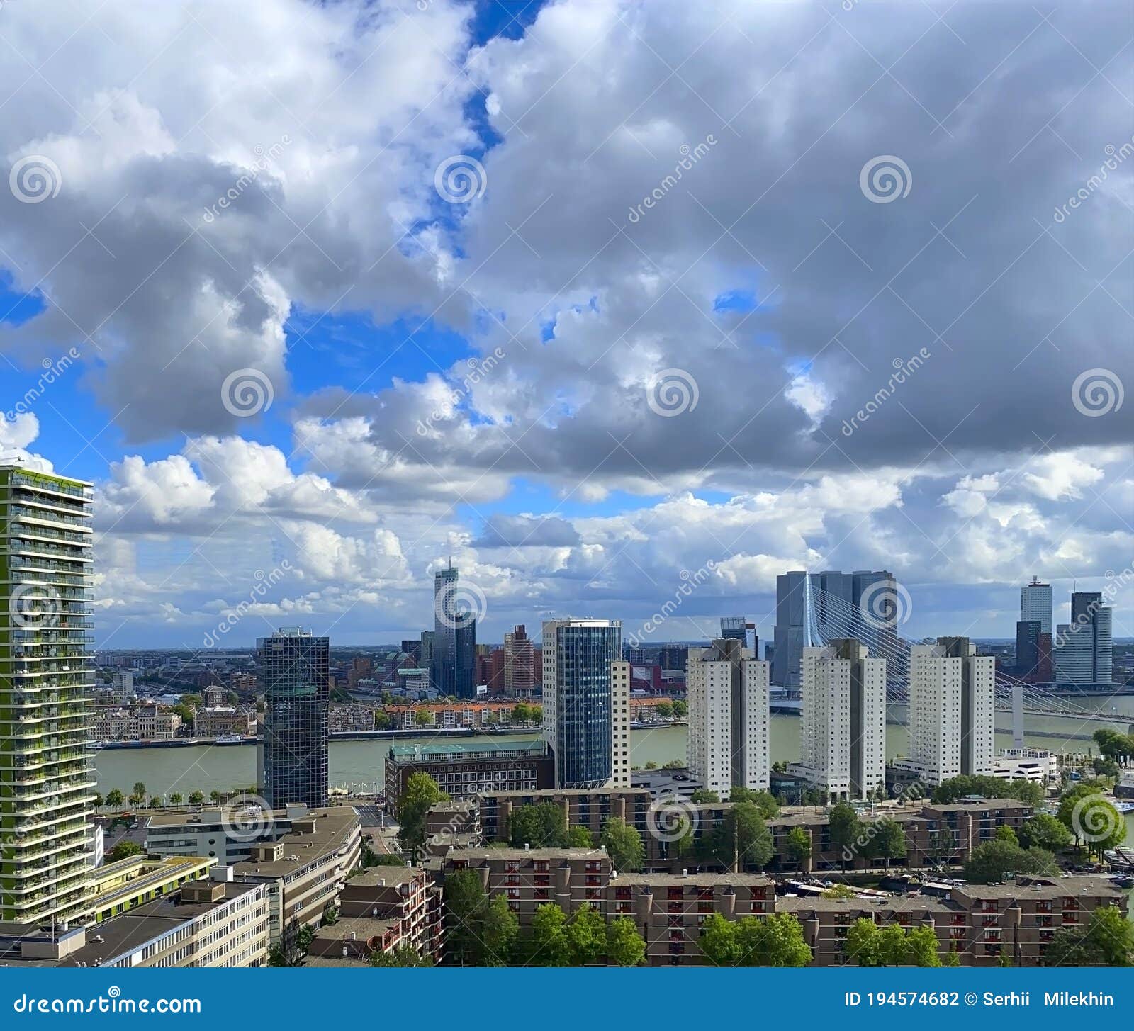 A Beautiful and Dramatic Panoramic Shoot of the Rotterdam City Skyline ...