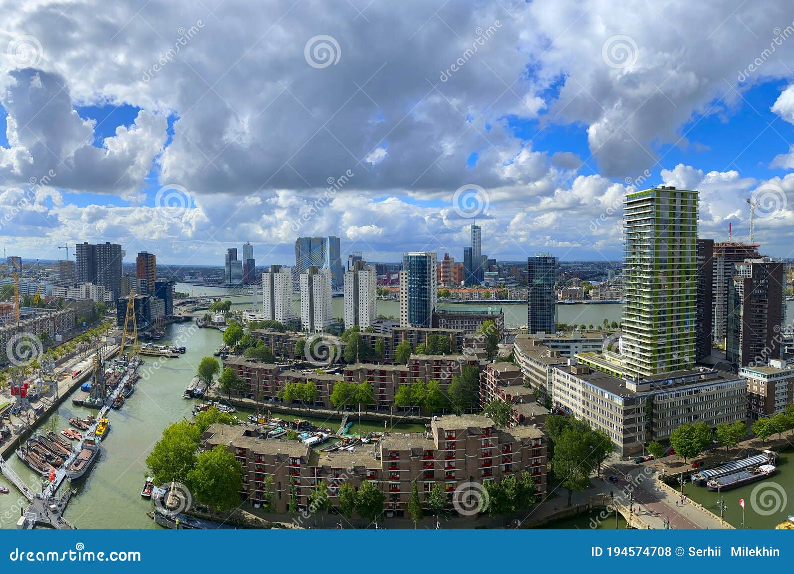A Beautiful and Dramatic Panoramic Shoot of the Rotterdam City Skyline ...