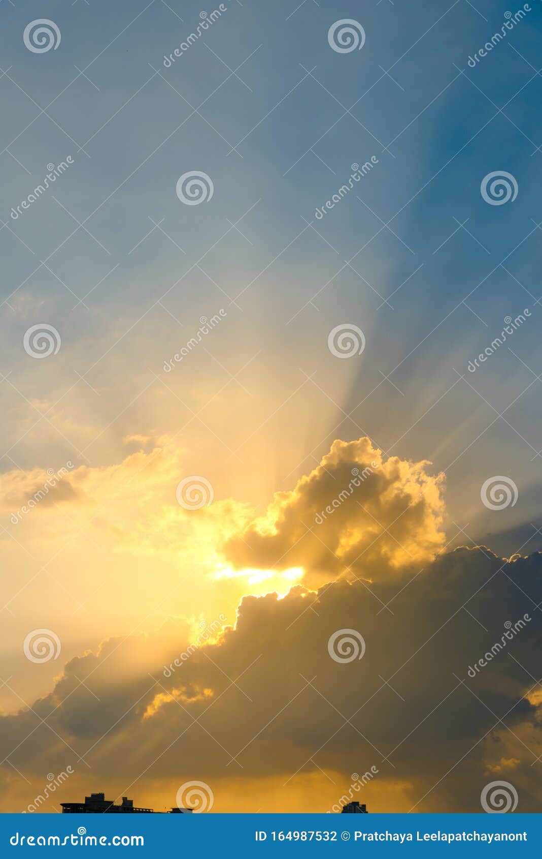 Beautiful Dramatic Sky Clouds with Light Rays at Sunset. Natural ...