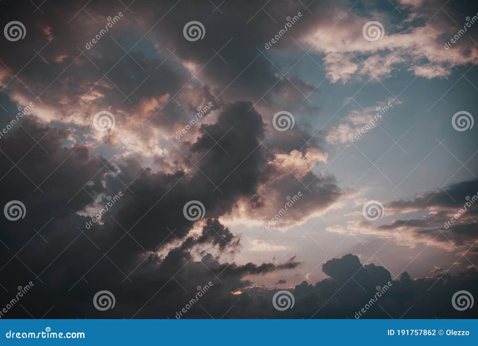 Beautiful Dramatic Sky with Dark Clouds at Sunset, Natural Abstract ...