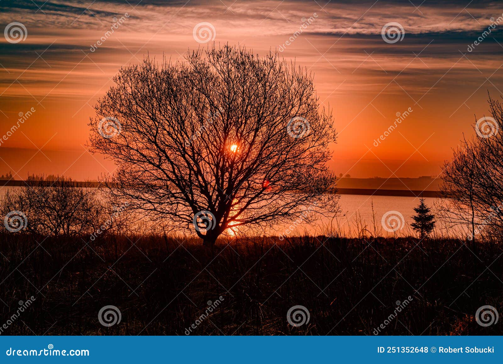 Sunset Over the Valley with Dramatic Clouds. Stock Photo - Image of ...