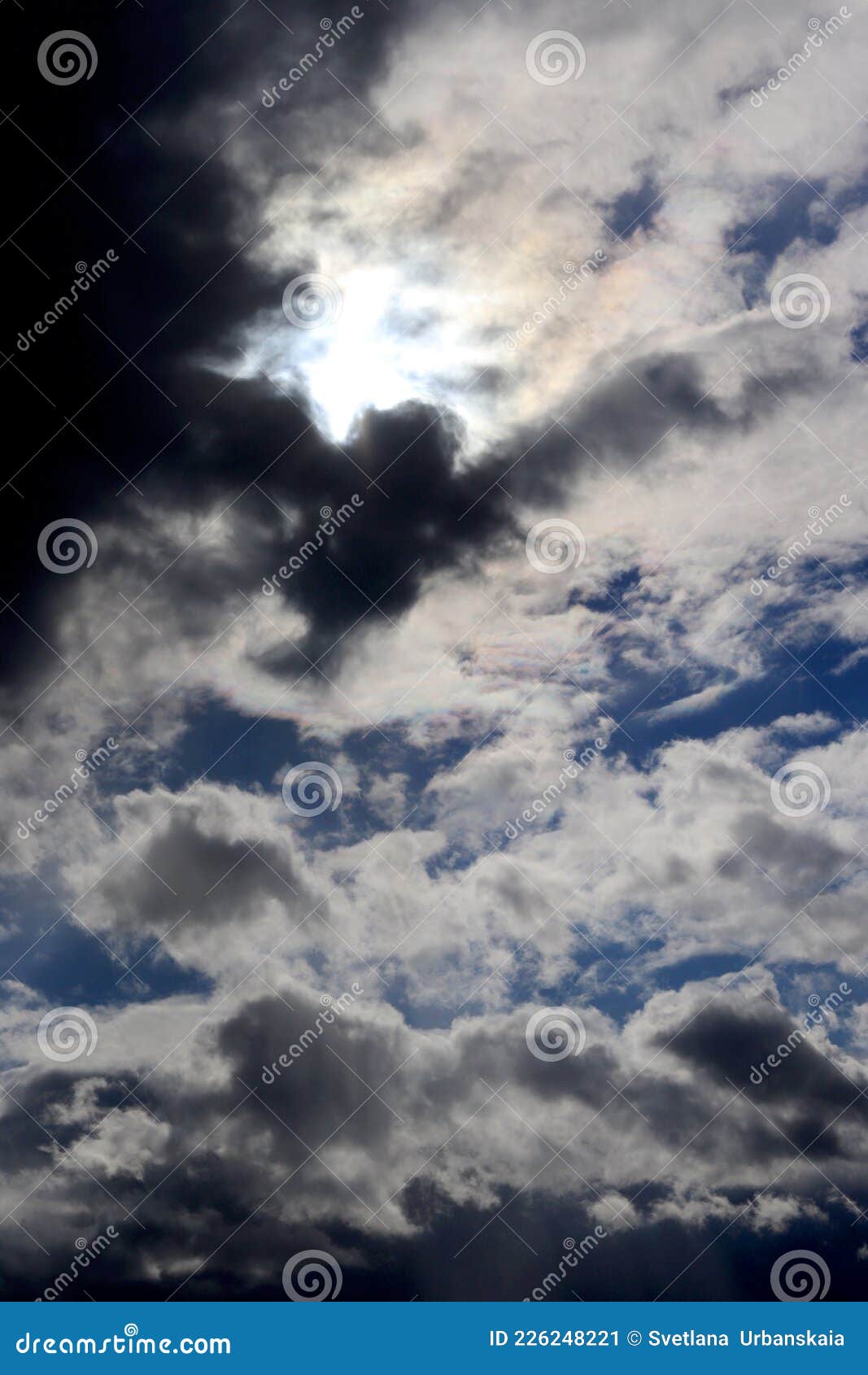 Beautiful Dramatic Sky with Sun Rays. Dark Clouds and Breaking through ...