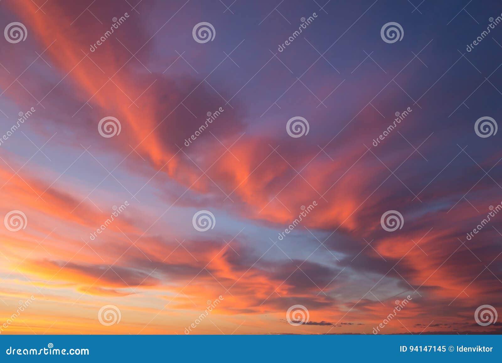 Beautiful Dramatic Sunrise Blue Sky with Orange Colored Clouds Stock ...