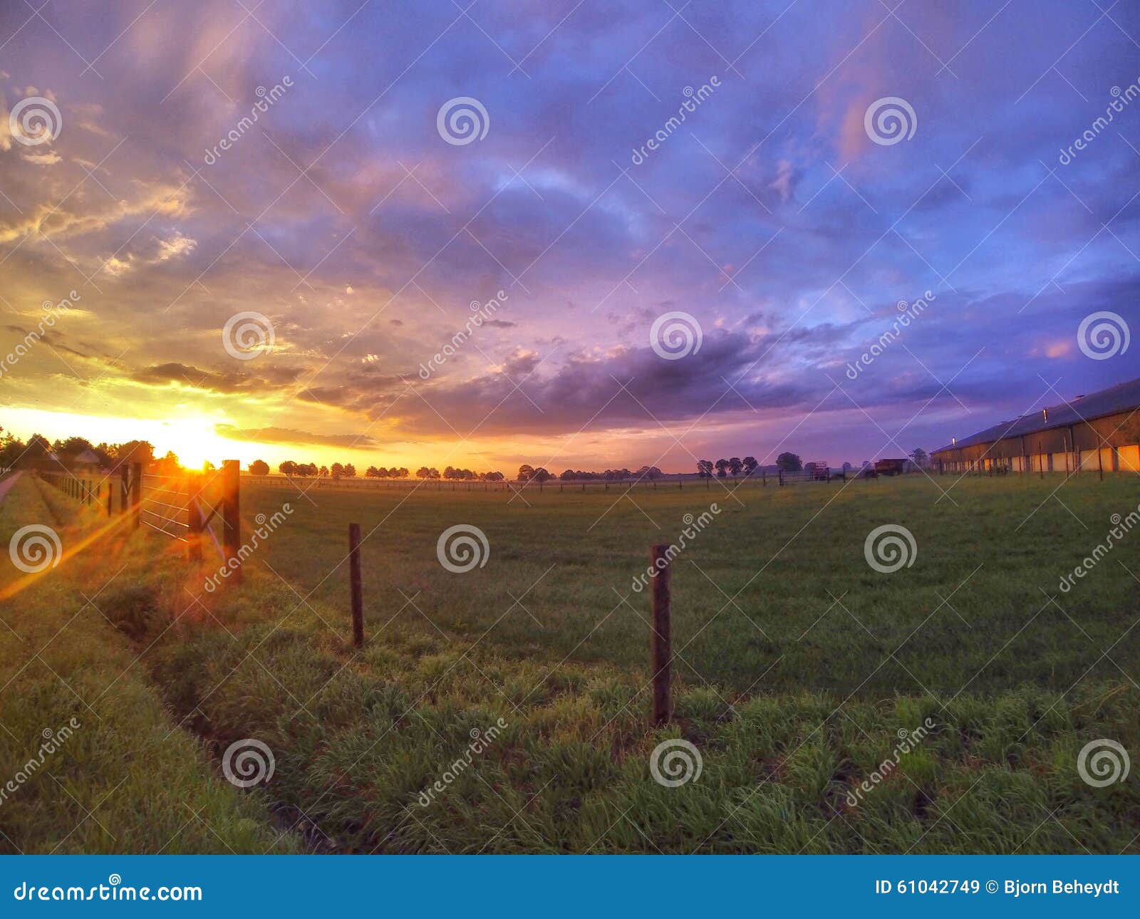 Beautiful Dramatic Sunset Over a Field Stock Image - Image of natural ...