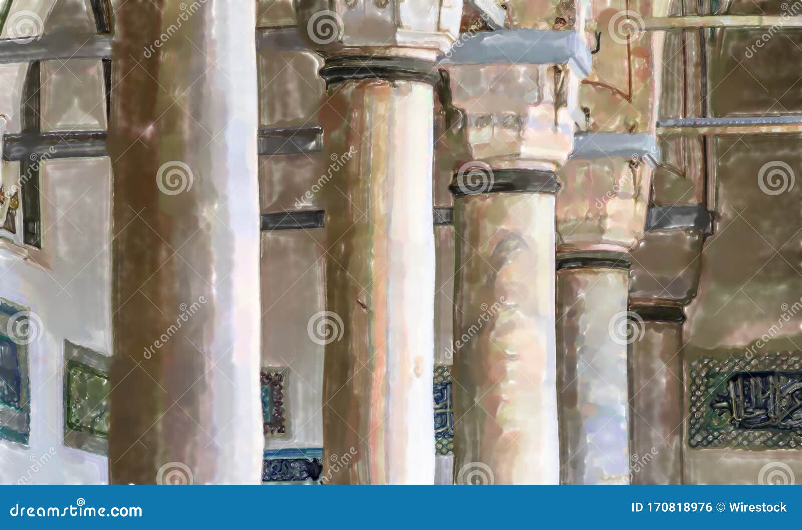 Beautiful Drawing of Old Stone Pillars in the Building Stock ...