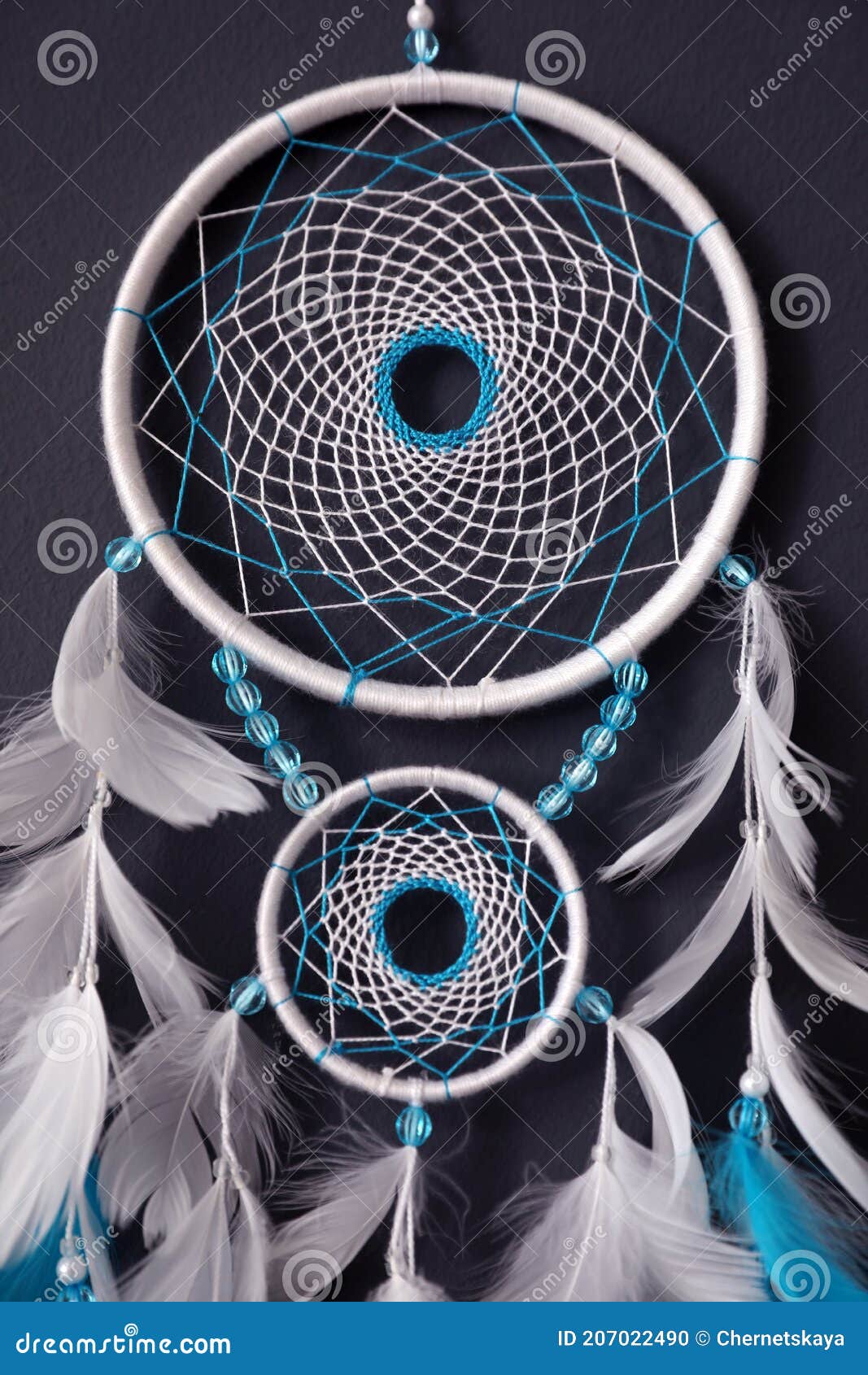 Beautiful Dream Catcher Hanging on Black Wall Stock Photo - Image of ...