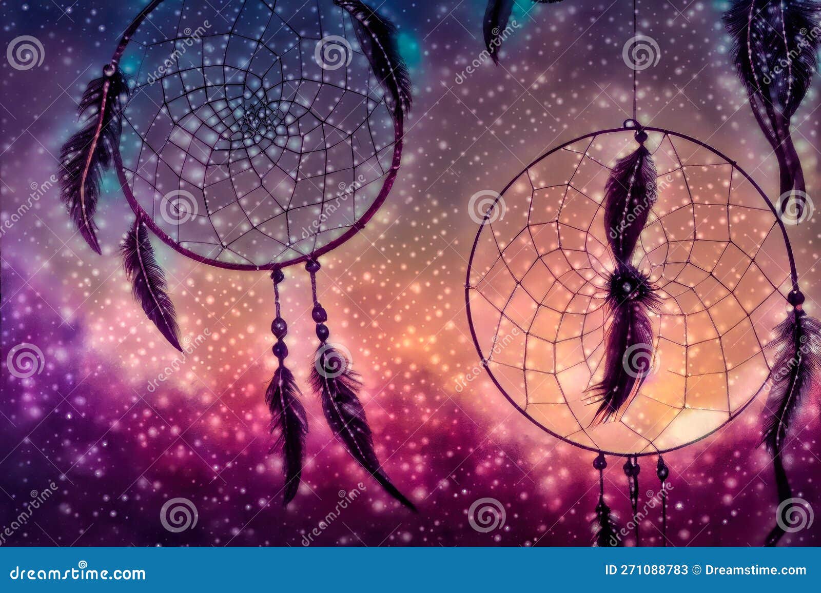 Beautiful Dreamcatcher on Abstract Background. Digital Art. Stock ...