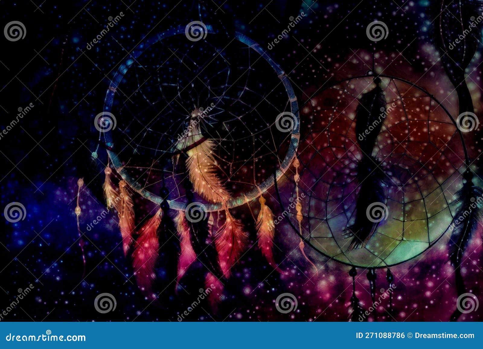 Beautiful Dreamcatcher on Abstract Background. Digital Art. Stock ...