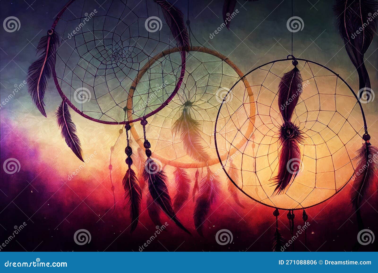 Beautiful Dreamcatcher on Abstract Background. Digital Art. Stock ...