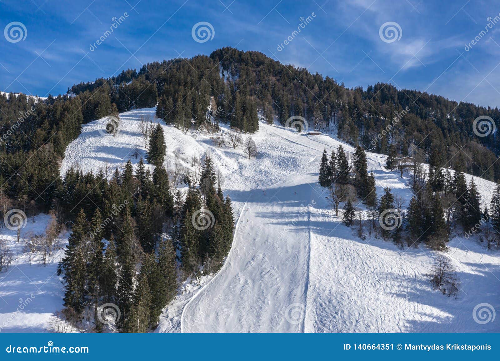 Beautiful Drone View Over the Mountain of Ski Slope Stock Image - Image ...