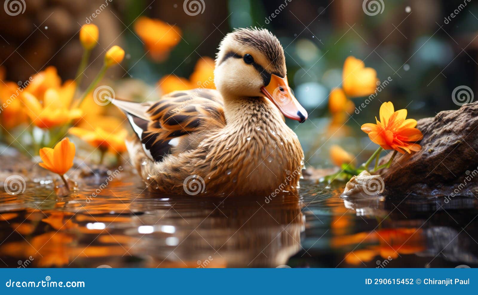 A Beautiful Duck Quacks in the Pond Stock Photo - Image of water, beak ...