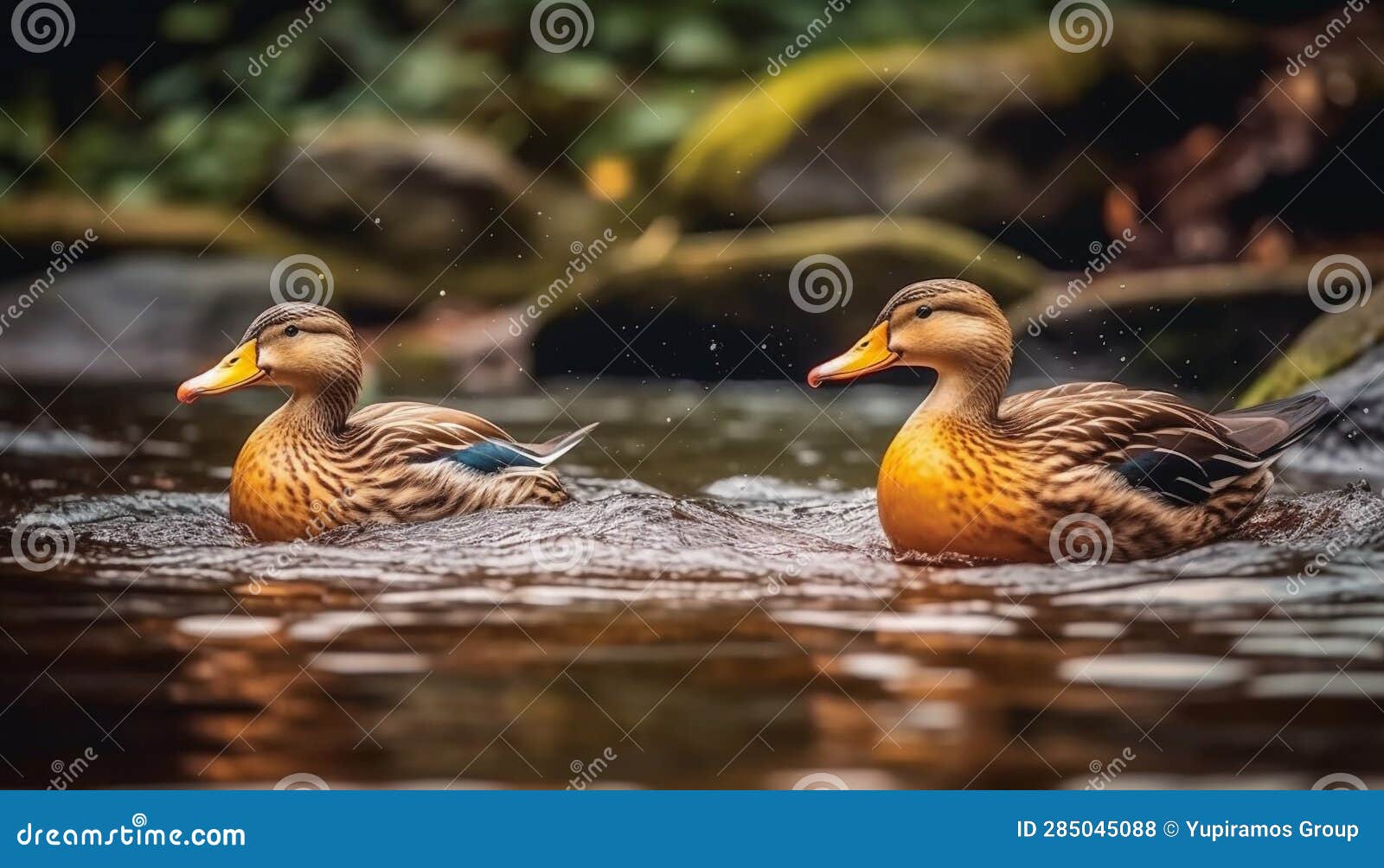 A Beautiful Duck Quacks in the Tranquil Pond, Surrounded by Nature ...