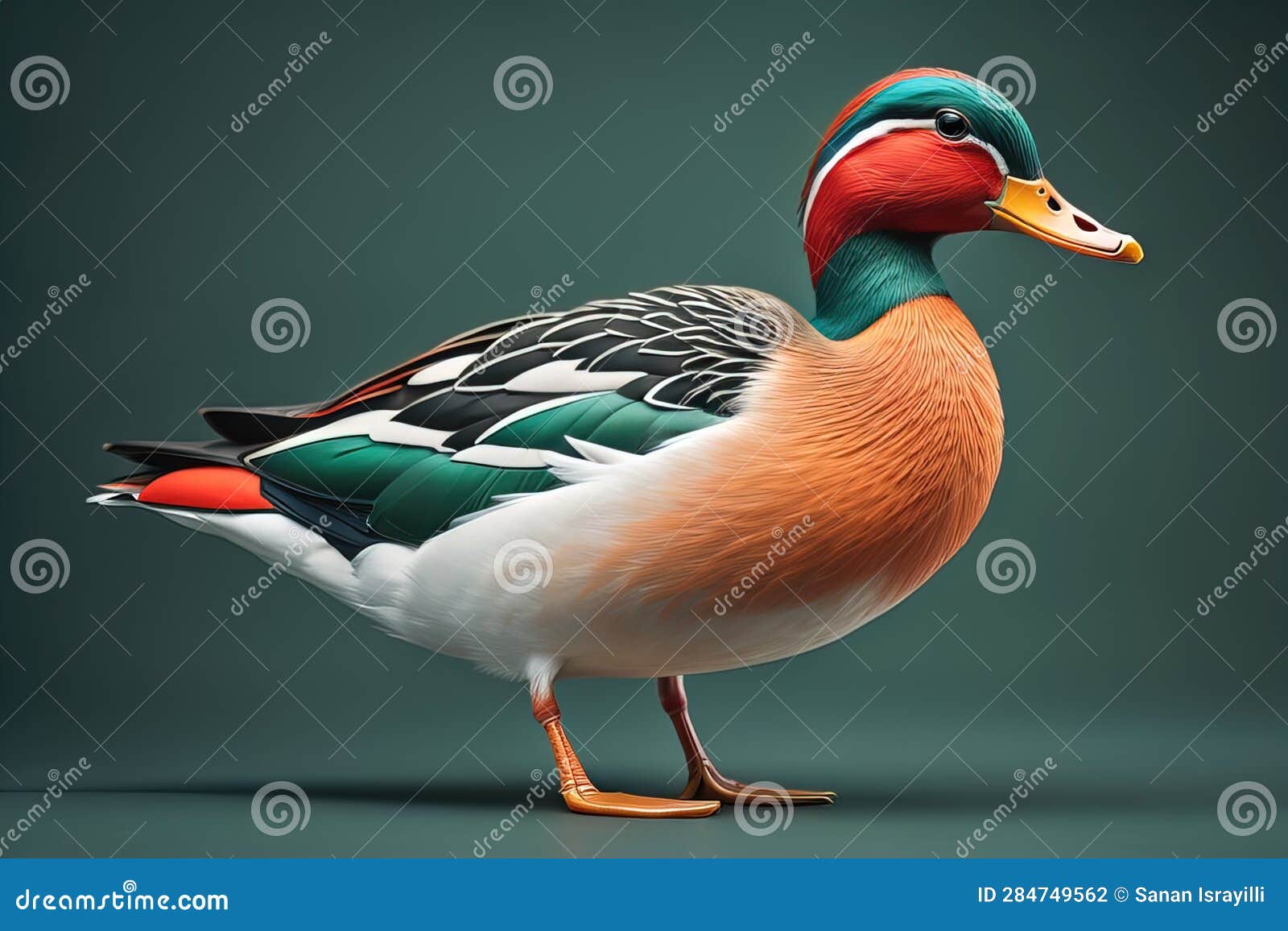 Beautiful Duck on a Solid Color Background. Ai Generative Stock Photo ...