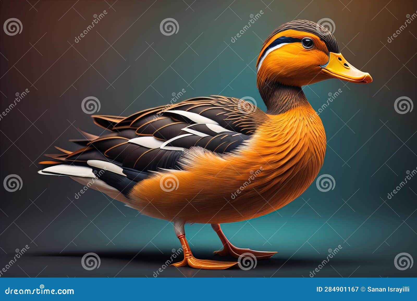 Beautiful Duck on a Solid Color Background. Ai Generative Stock ...