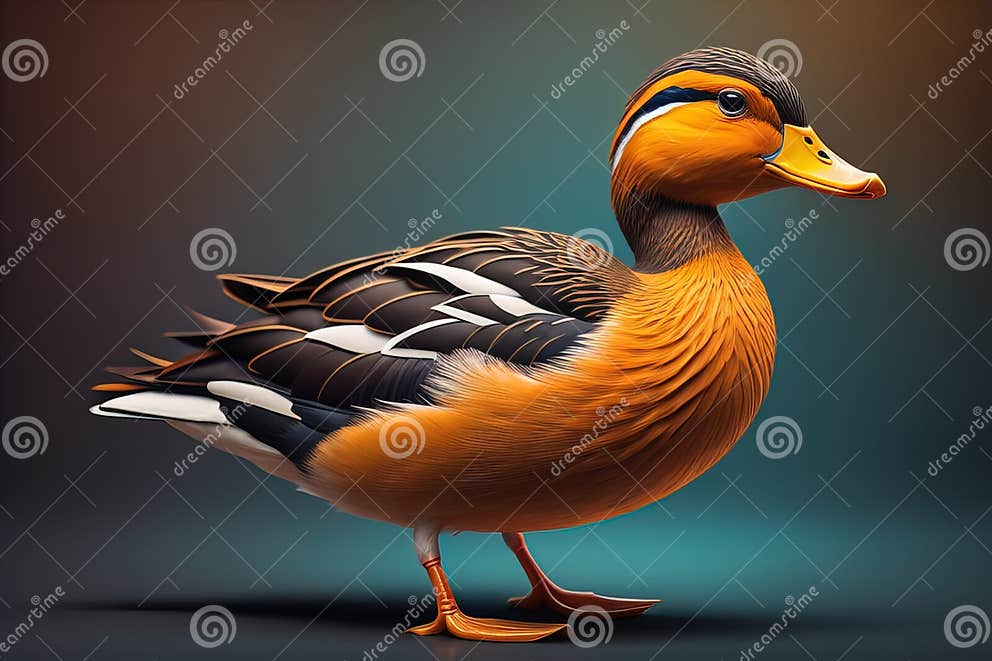 Beautiful Duck on a Solid Color Background. Ai Generative Stock ...