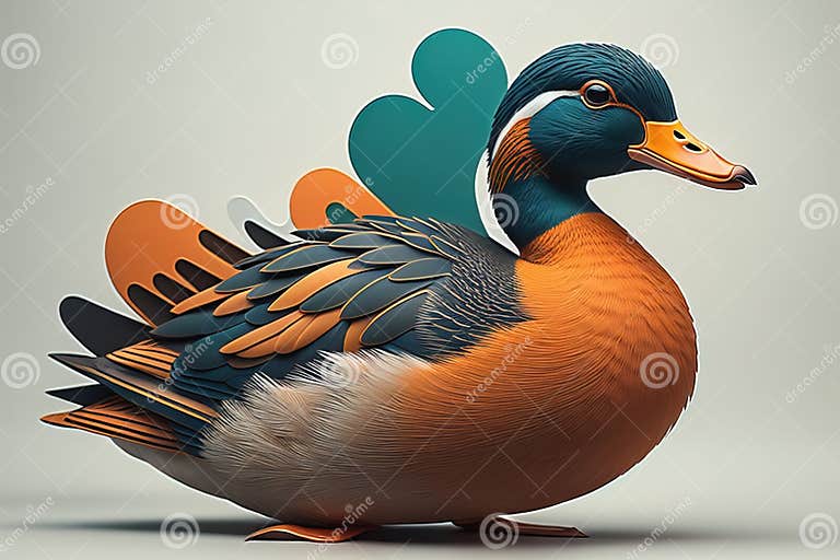 Beautiful Duck on a Solid Color Background. Ai Generative Stock ...