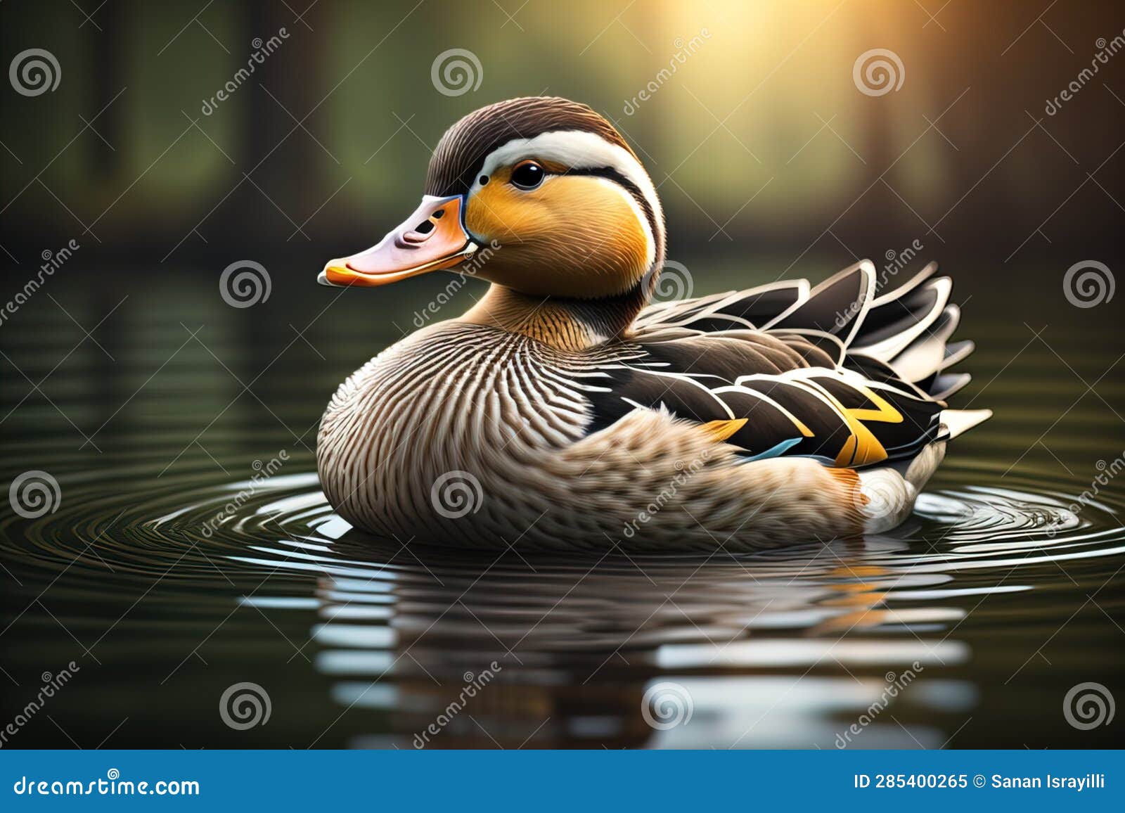 Beautiful Duck on a Solid Color Background. Ai Generative Stock Image ...