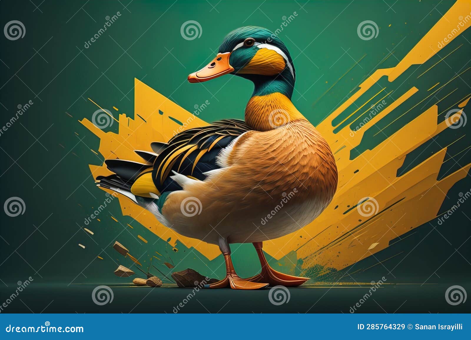 Beautiful Duck on a Solid Color Background. Ai Generative Stock ...