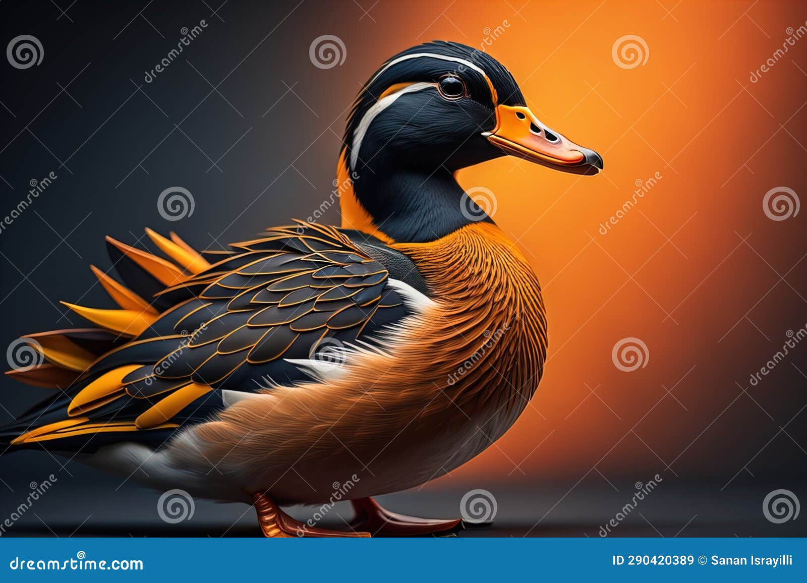 Beautiful Duck on a Solid Color Background. Ai Generative Stock ...