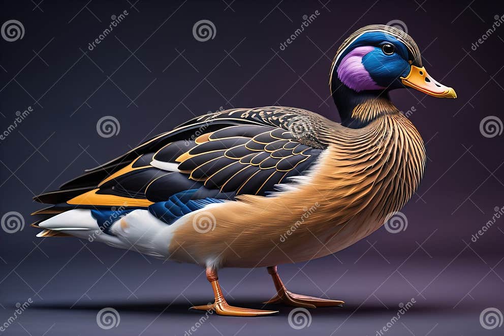 Beautiful Duck on a Solid Color Background. Ai Generative Stock ...