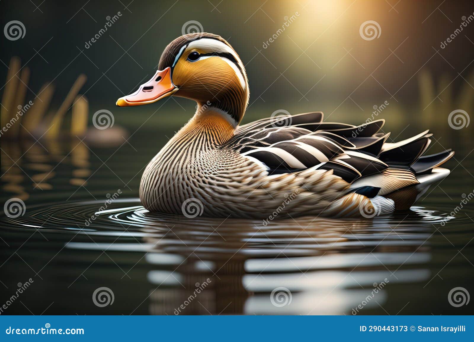Beautiful Duck on a Solid Color Background. Ai Generative Stock Image ...