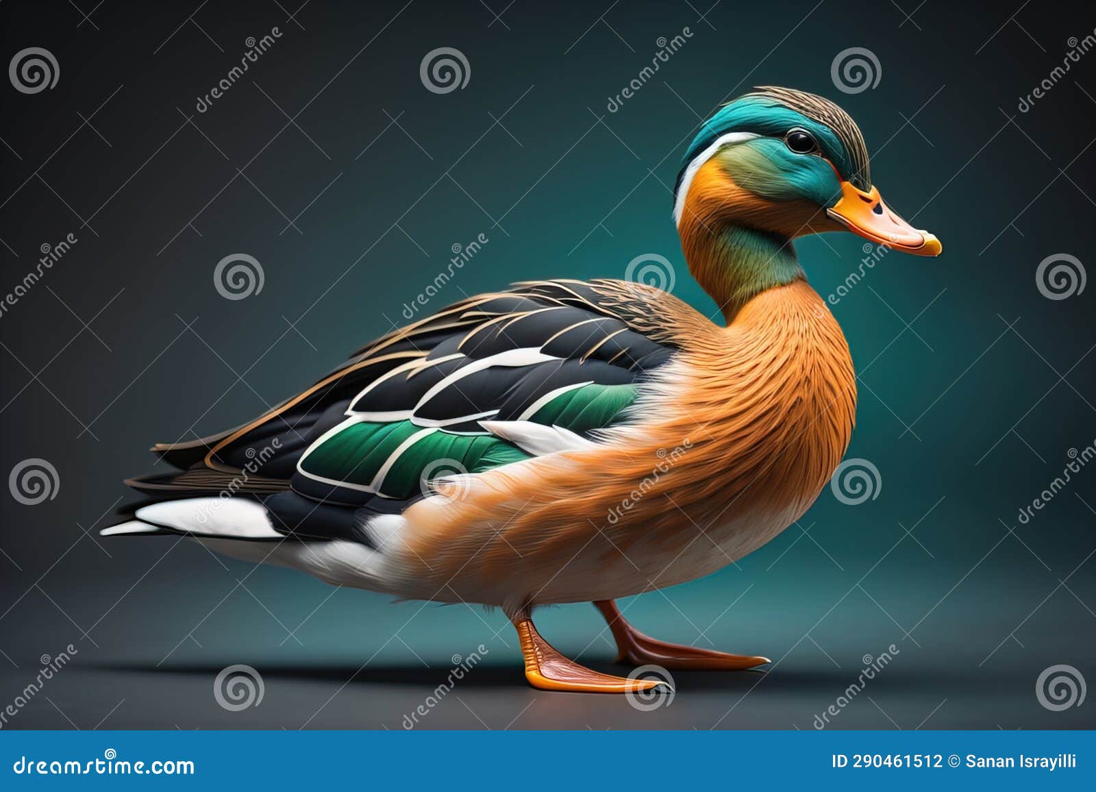 Beautiful Duck on a Solid Color Background. Ai Generative Stock ...