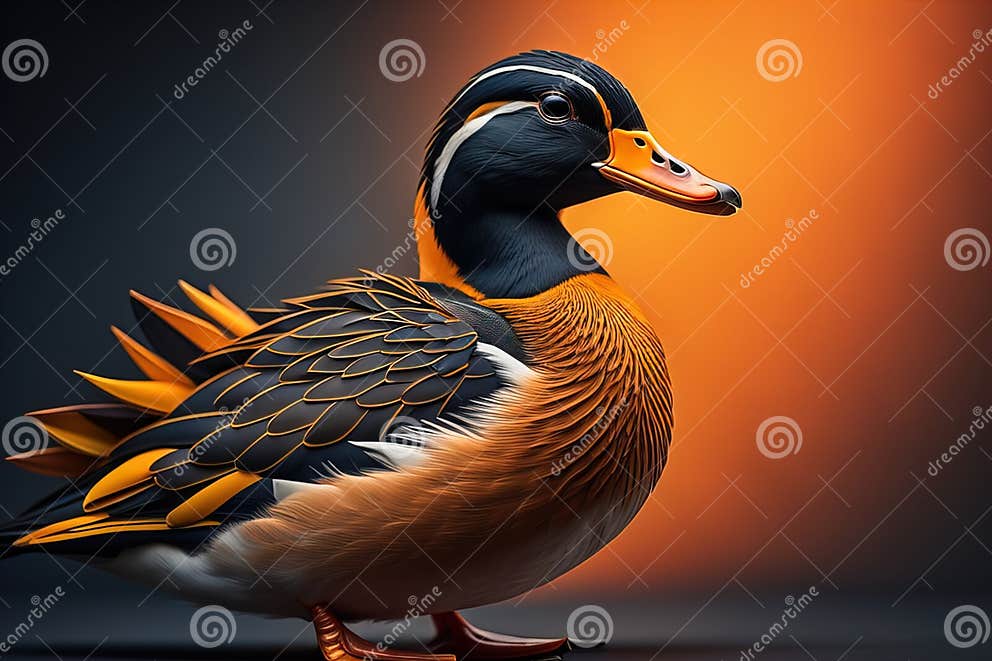 Beautiful Duck on a Solid Color Background. Ai Generative Stock ...