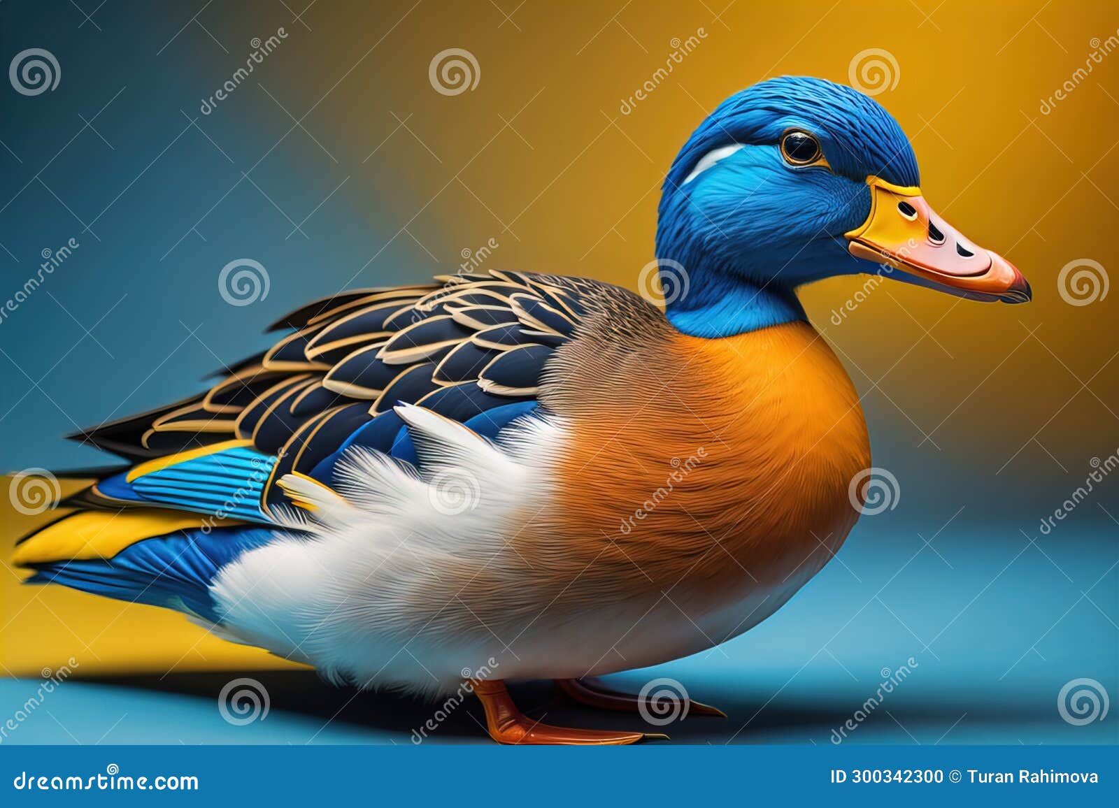 Beautiful Duck on a Solid Color Background. Ai Generative Stock Photo ...