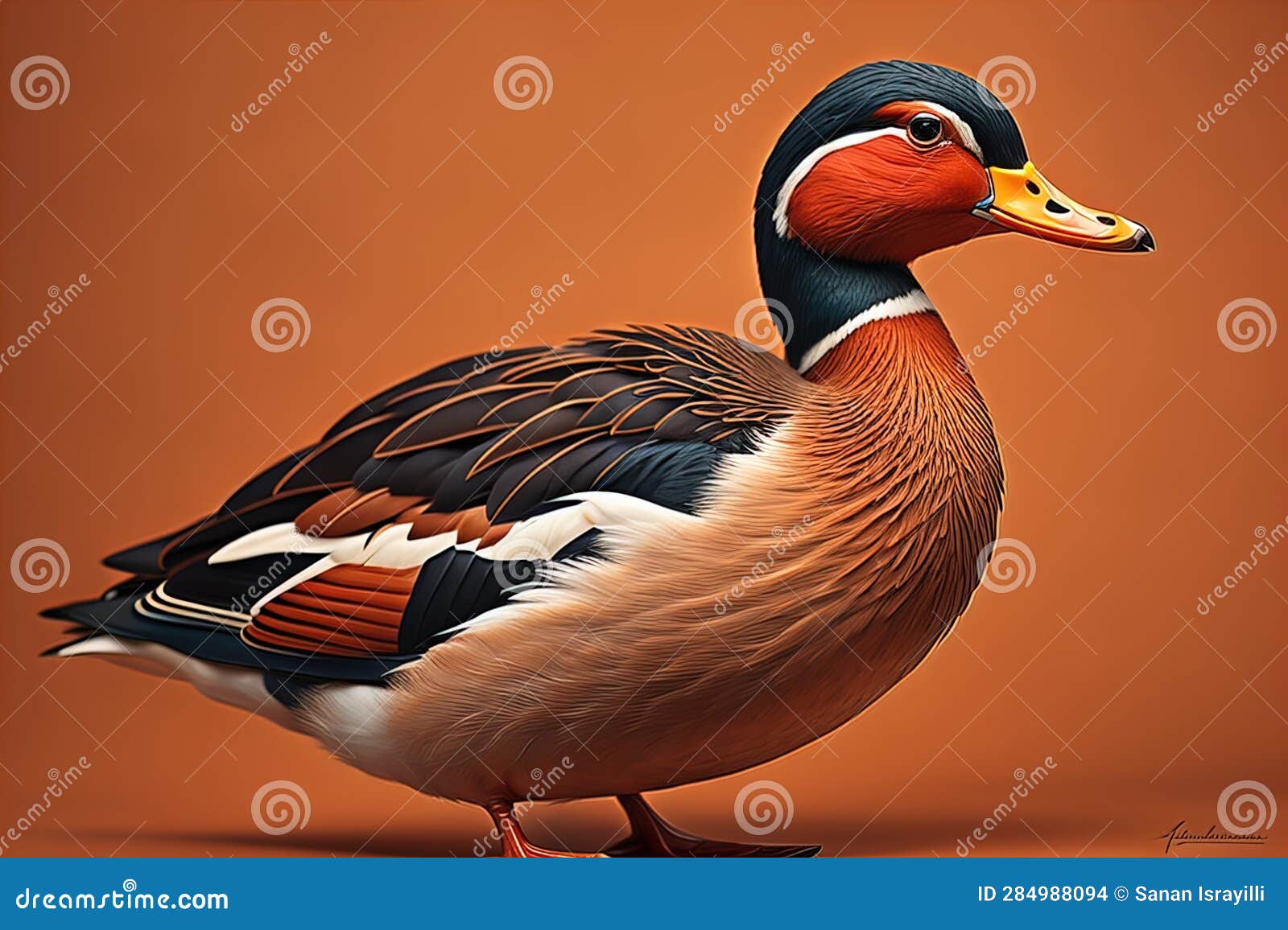 Beautiful Duck on a Solid Color Background. Ai Generative Stock ...