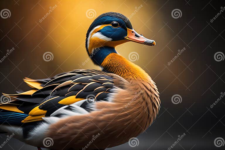 Beautiful Duck on a Solid Color Background. Ai Generative Stock ...