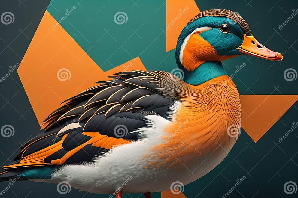 Beautiful Duck on a Solid Color Background. Ai Generative Stock ...