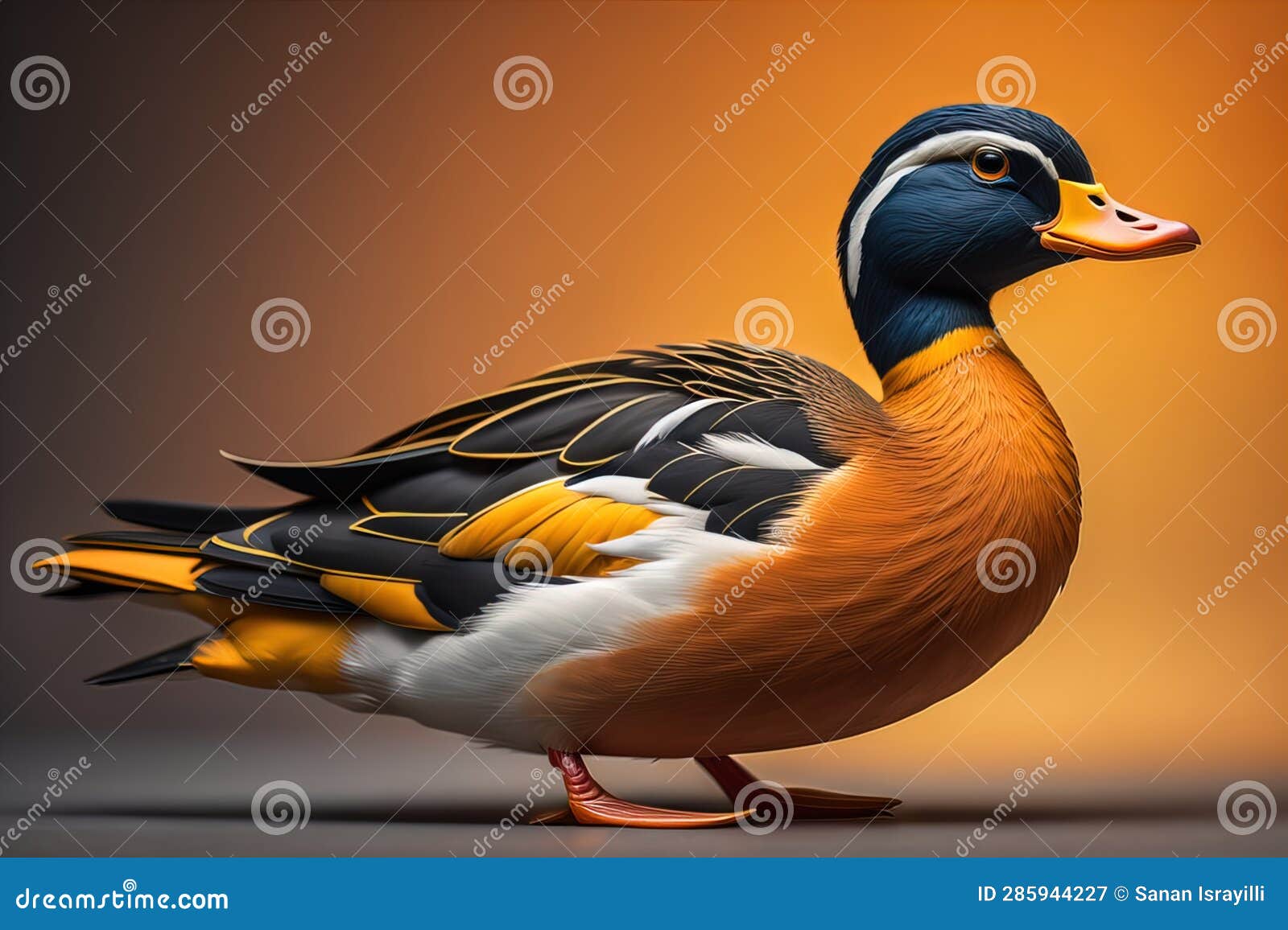 Beautiful Duck on a Solid Color Background. Ai Generative Stock Image ...