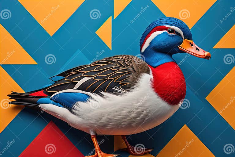 Beautiful Duck on a Solid Color Background. Ai Generative Stock ...