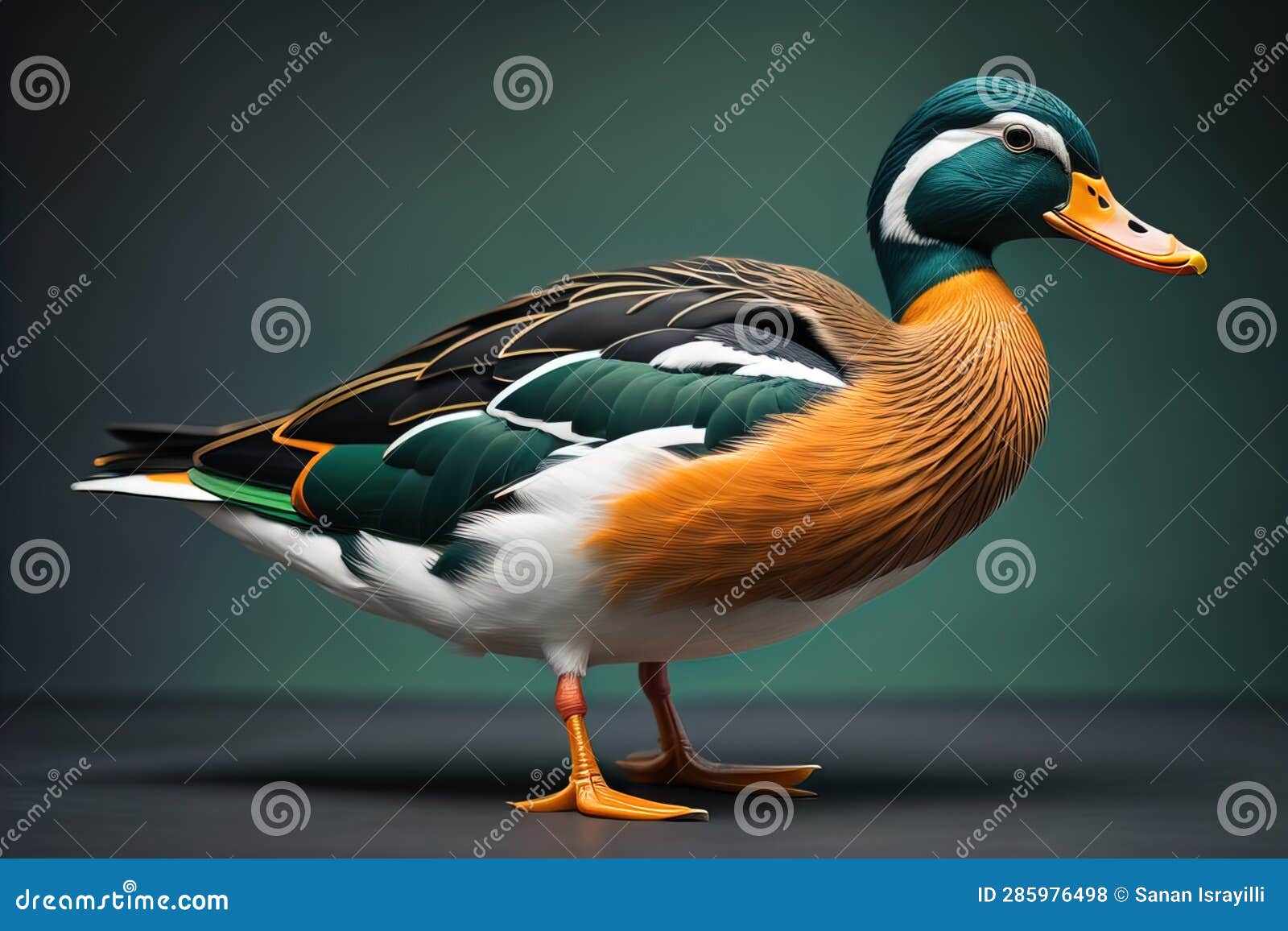 Beautiful Duck on a Solid Color Background. Ai Generative Stock ...