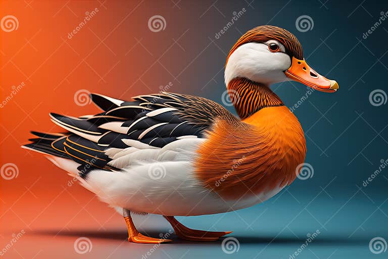 Beautiful Duck on a Solid Color Background. Ai Generative Stock ...