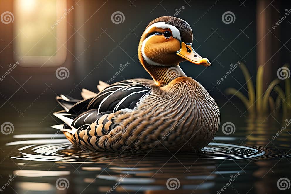 Beautiful Duck on a Solid Color Background. Ai Generative Stock ...