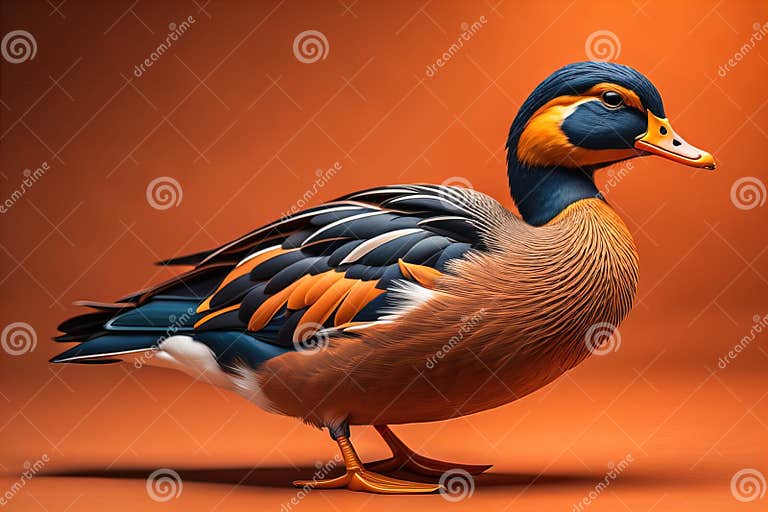 Beautiful Duck on a Solid Color Background. Ai Generative Stock ...