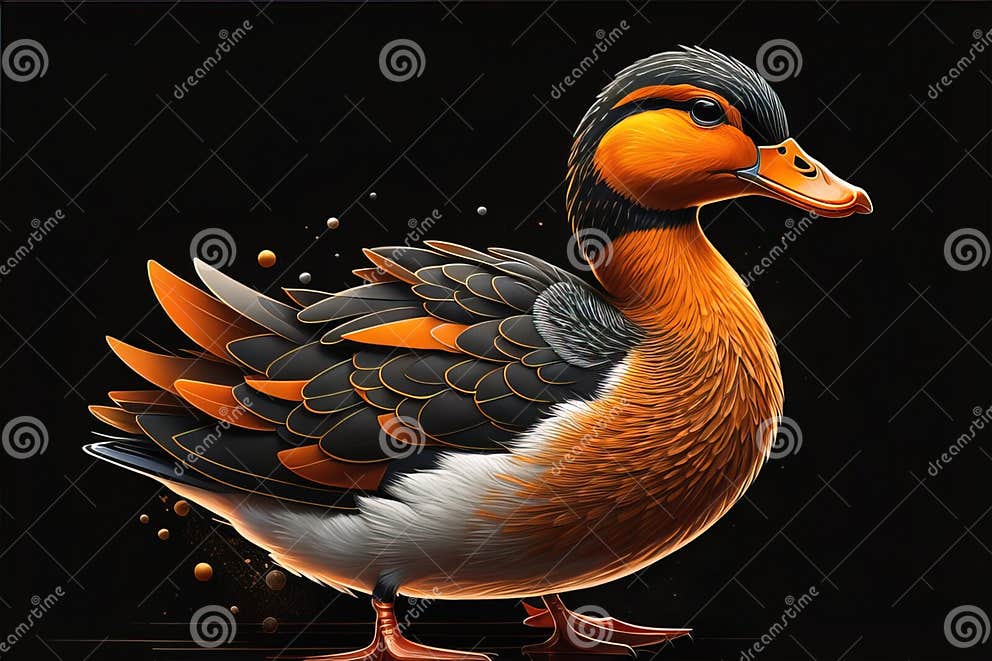 Beautiful Duck on a Solid Color Background. Ai Generative Stock ...
