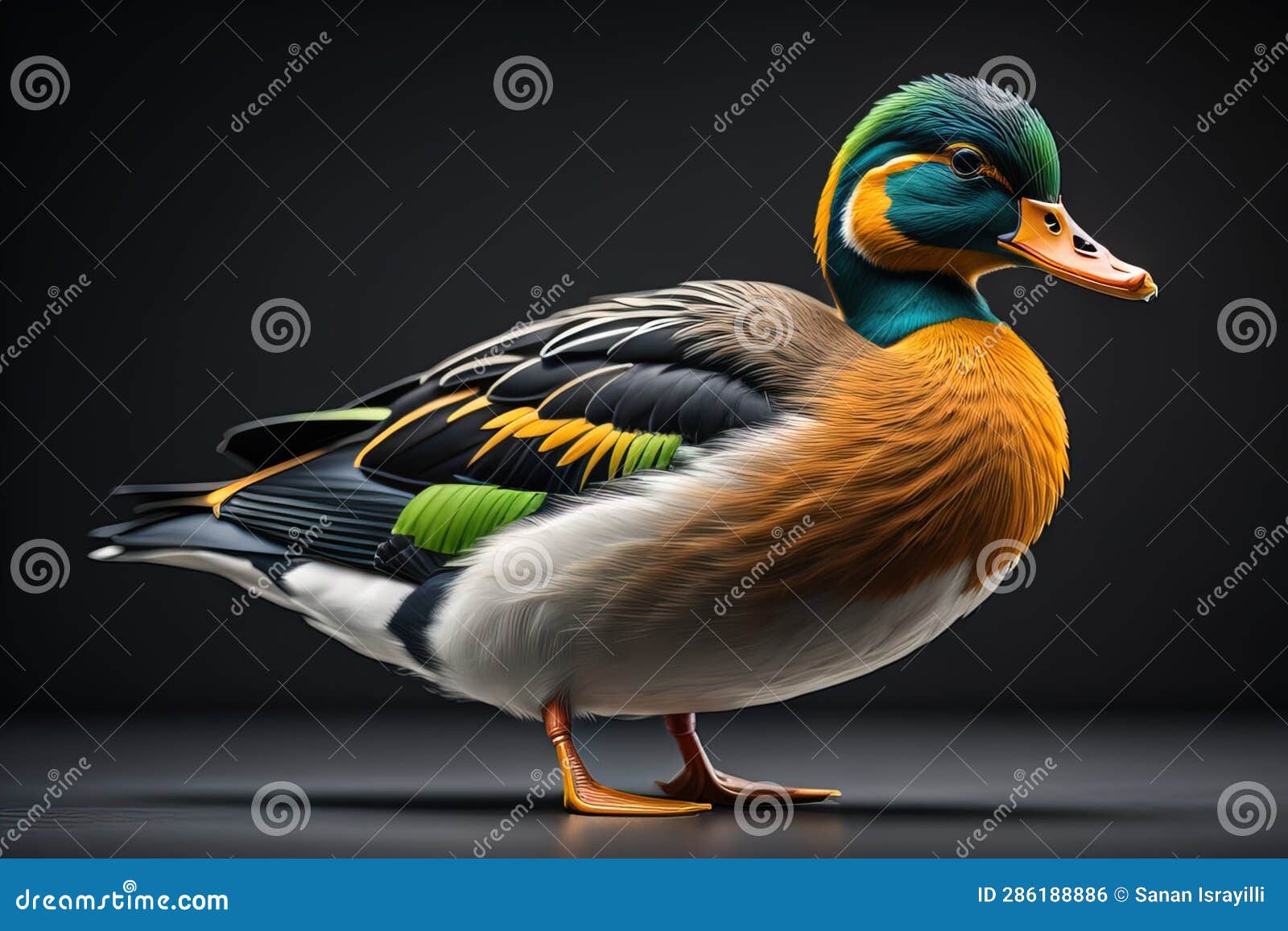 Beautiful Duck on a Solid Color Background. Ai Generative Stock ...