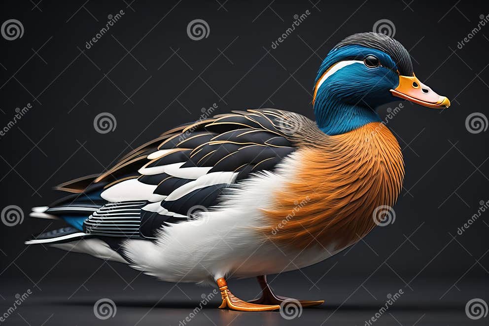 Beautiful Duck on a Solid Color Background. Ai Generative Stock ...