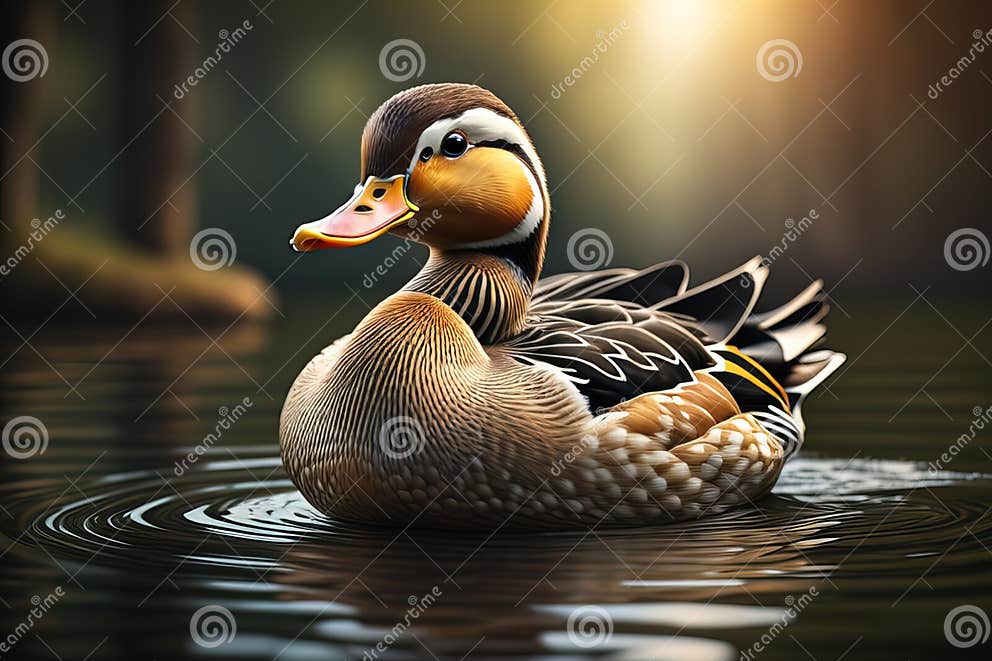 Beautiful Duck on a Solid Color Background. Ai Generative Stock ...