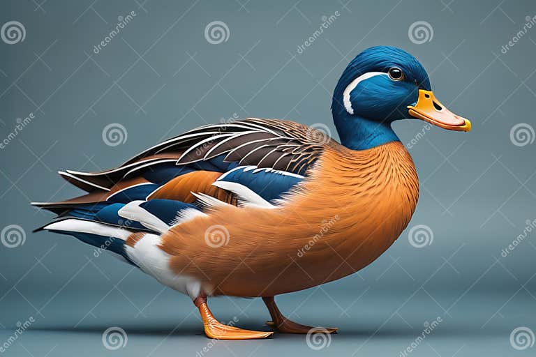 Beautiful Duck on a Solid Color Background. Ai Generative Stock ...